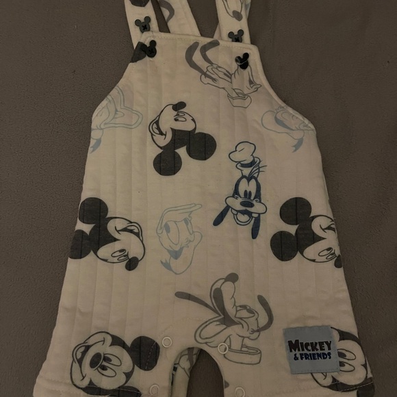Disney | Other | Disney Mickey Friends Cream And Blue Overalls | Poshmark